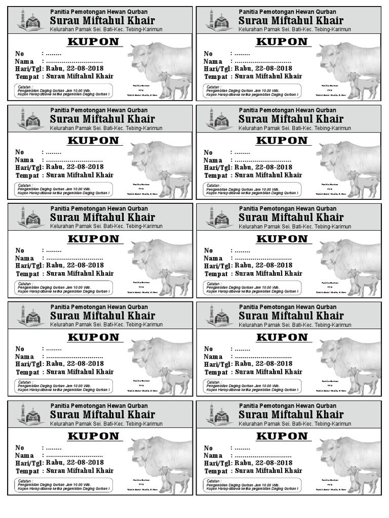 Kupon Pengambilan Daging Qurban