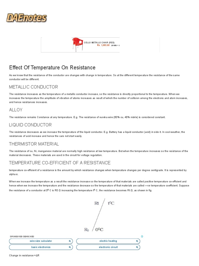 Effect of Temperature On Resistance | PDF | Electrical Resistance And ...