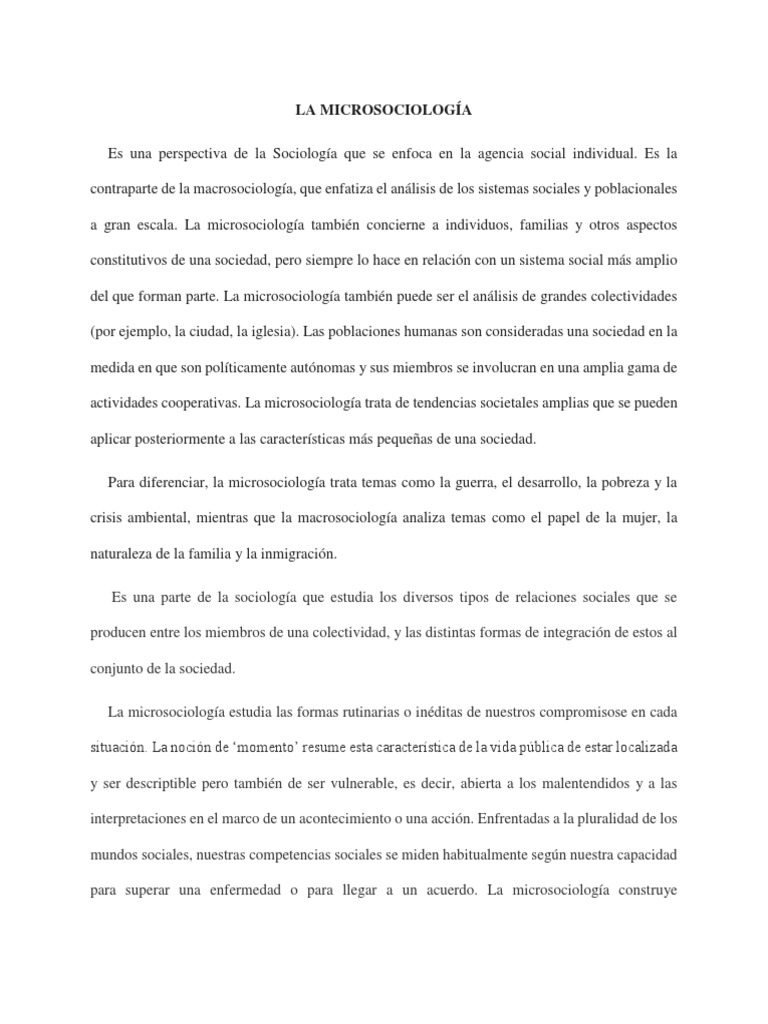La Microsociologia | PDF | Sociología | Science