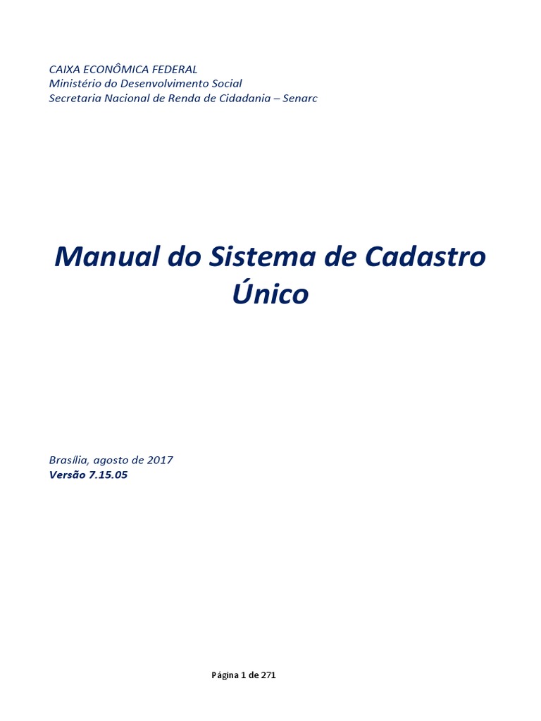 Manual Cadastro Unico V7 25.08 PDF | PDF | Entrevista | Internet