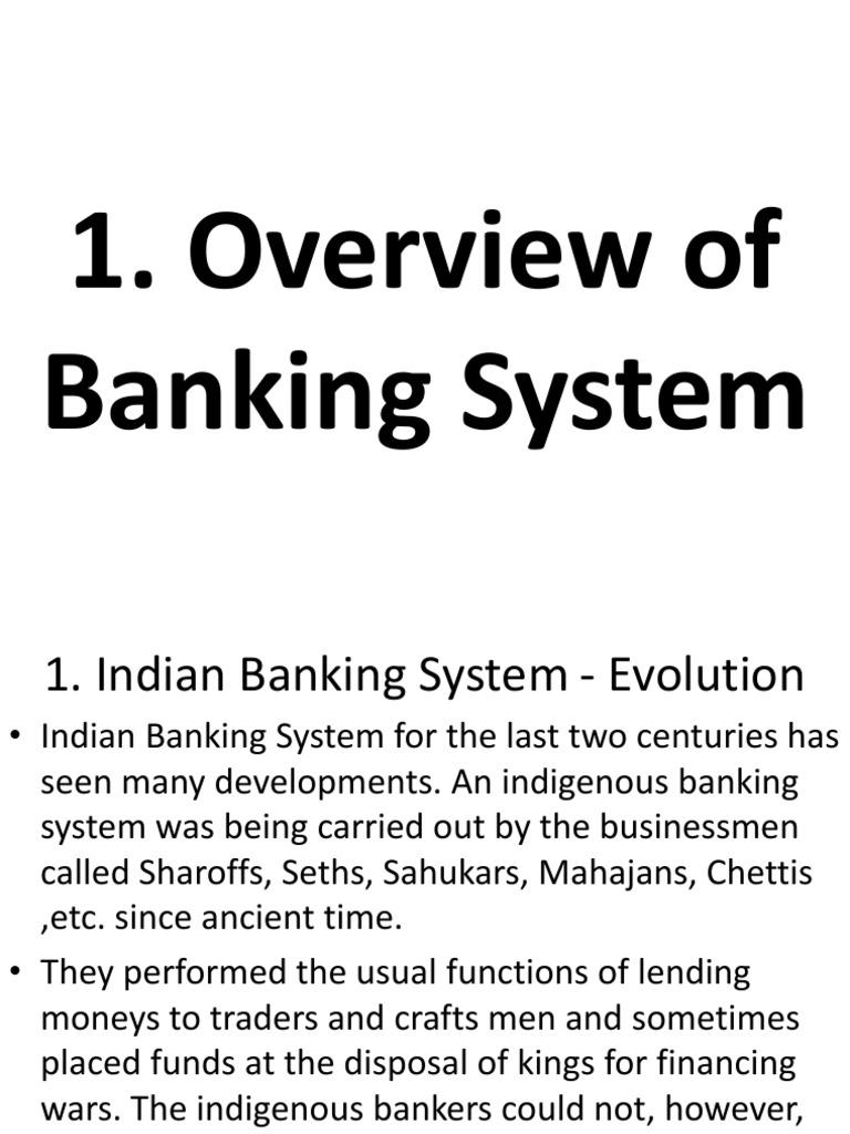 Overview of Banking System | PDF | Banks | Reserve Bank Of India