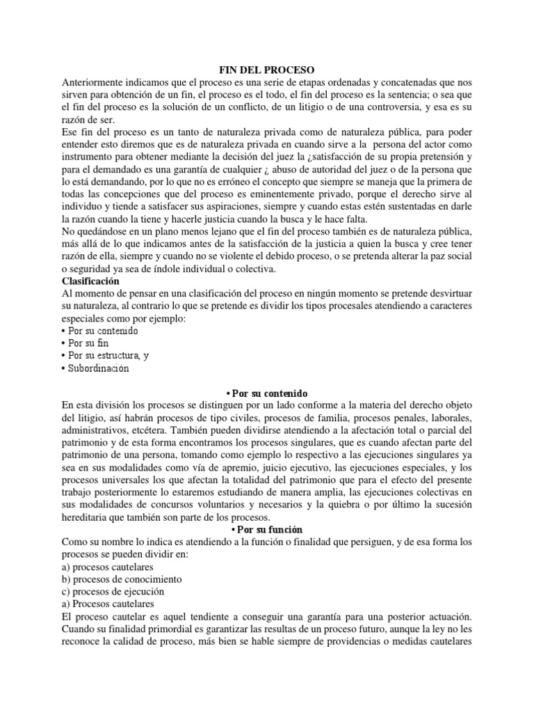 Fin del Proceso Judicial y sus Tipos | PDF | Evidencia (ley ...