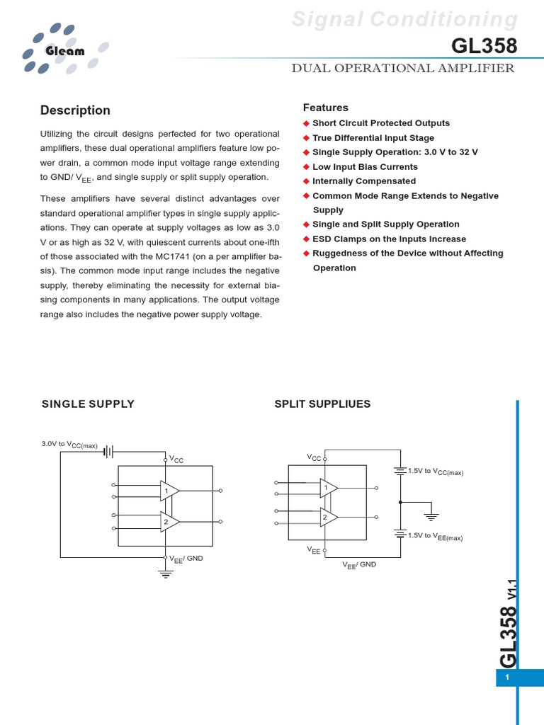 GL358 Gleam | PDF | Amplifier | Operational Amplifier