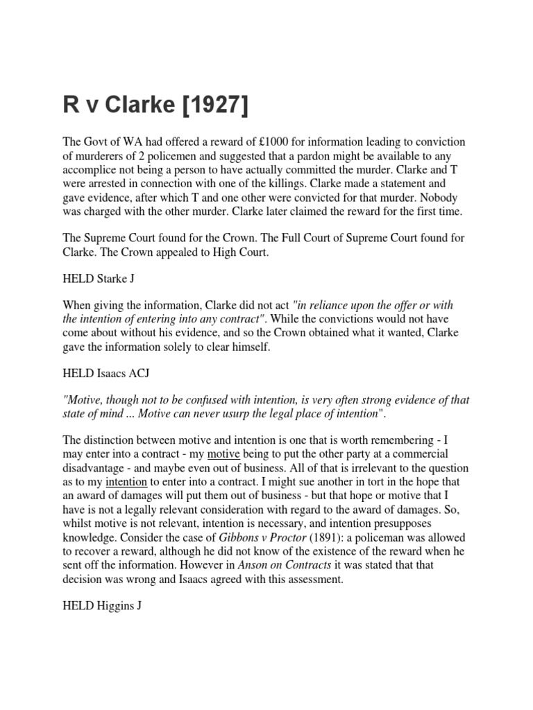 R V Clarke | PDF | Damages | Murder