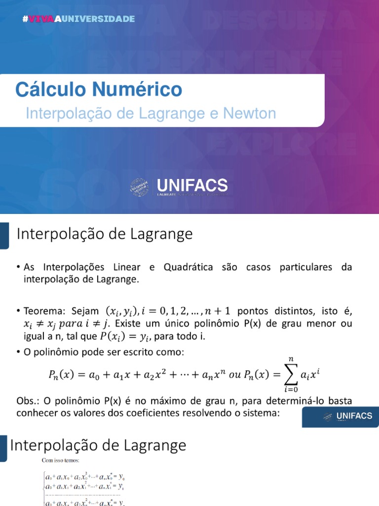 Aula 09 - Interpolação de Lagrange e Newton | PDF | Polinomial ...