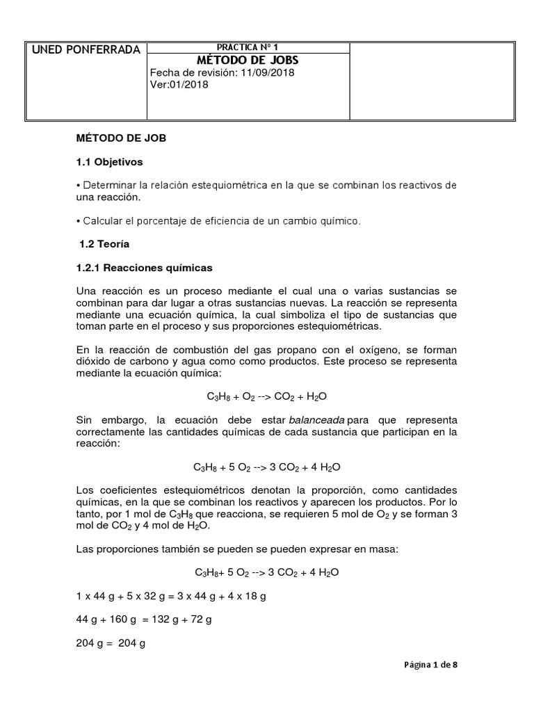 Determinación experimental de la relación estequiométrica entre ...