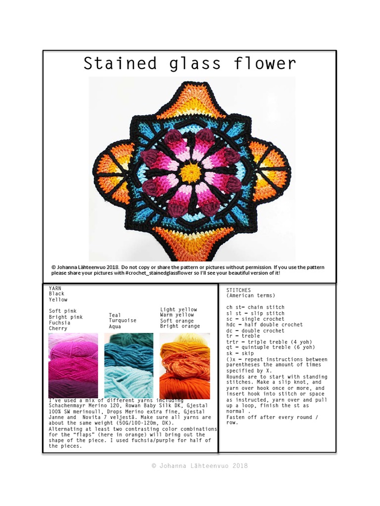 Stained Glass Flower Pattern | PDF | Crochet | Crafts