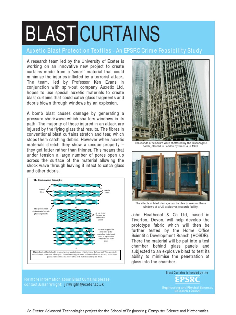 Auxetic Blast Curtains for Safety | PDF | Bomb | Textiles