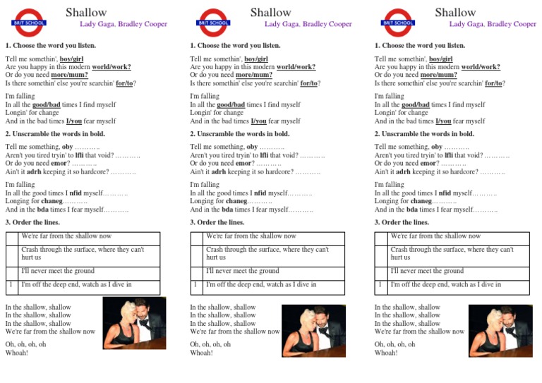 SONG Shallow - Lady Gaga | PDF | Lady Gaga | Songs Written