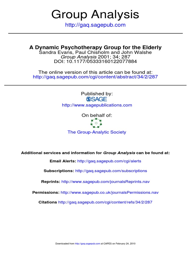 A Dynamic Psychotherapy Group For The Elderly | PDF