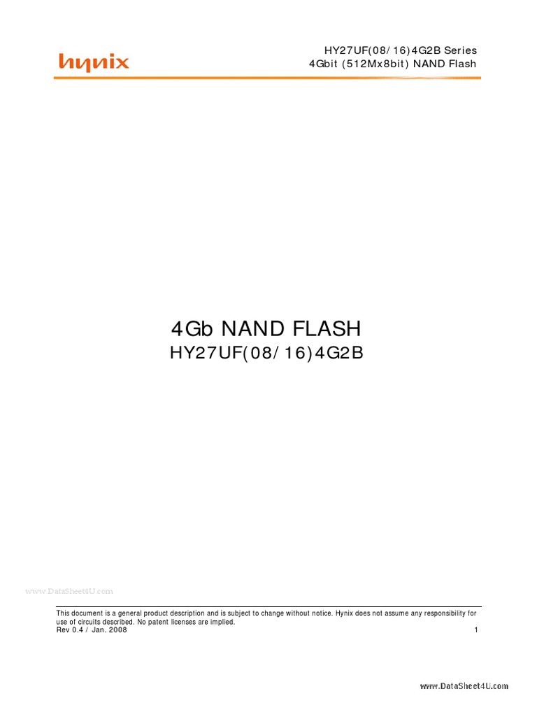 HY27UF084G2B HynixSemiconductor PDF | PDF | Flash Memory | Input/Output