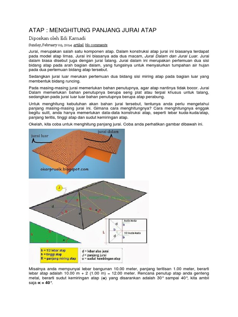 Atap - Menghitung Panjang Jurai Atap | PDF
