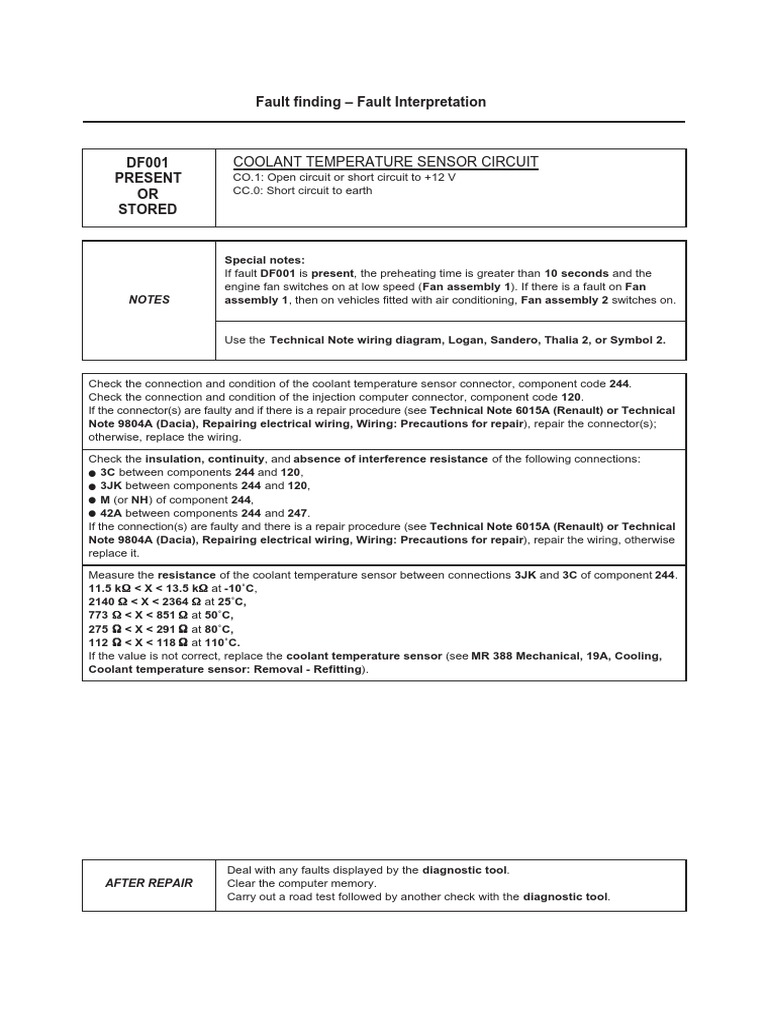 Renault Diagnostic Faults and Repairs | PDF | Electrical Connector ...