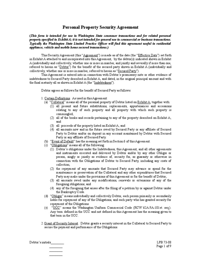 73-08 Security Agreement | PDF | Security Interest | Bankruptcy