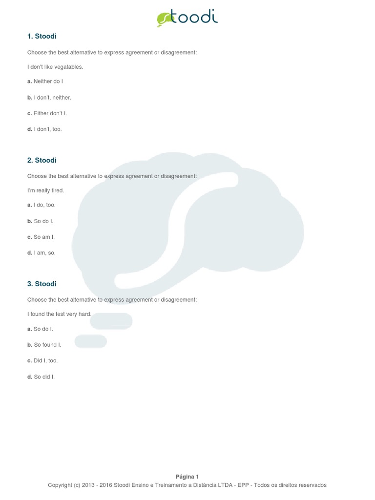 Agreement and Disagreement Exercises | PDF