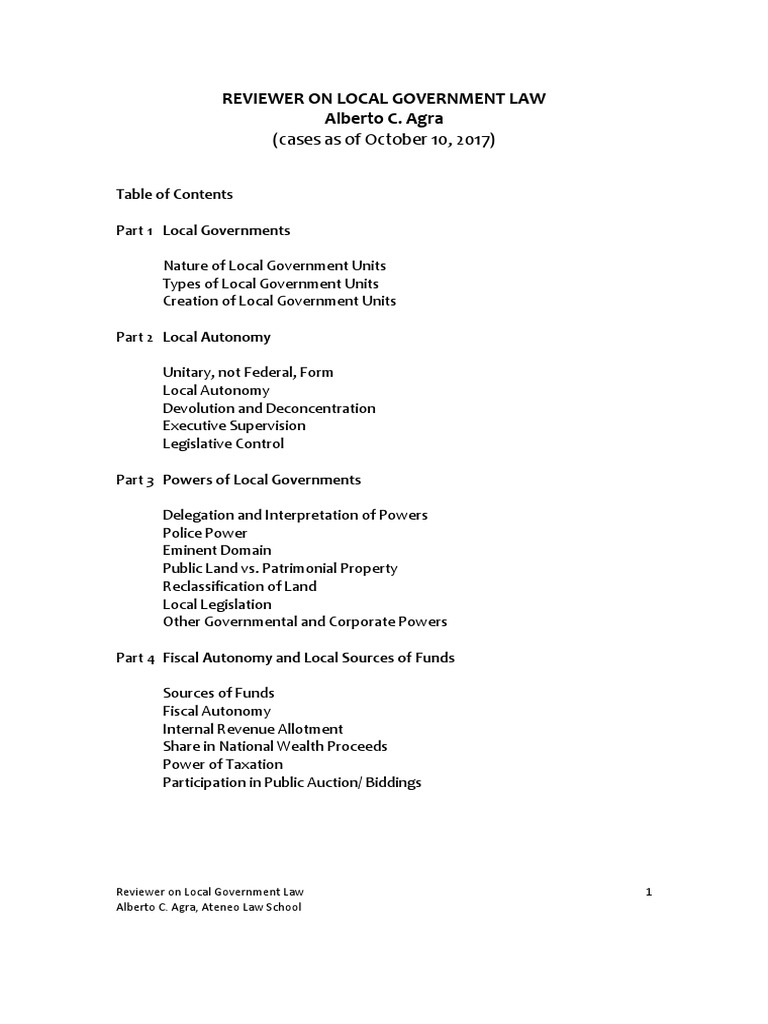 Local Government Law Overview | PDF | Local Government | Constitution