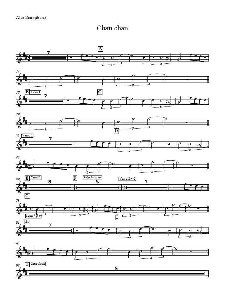 Chan Chan Saxe B | PDF | Saxophone | Woodwind Instruments