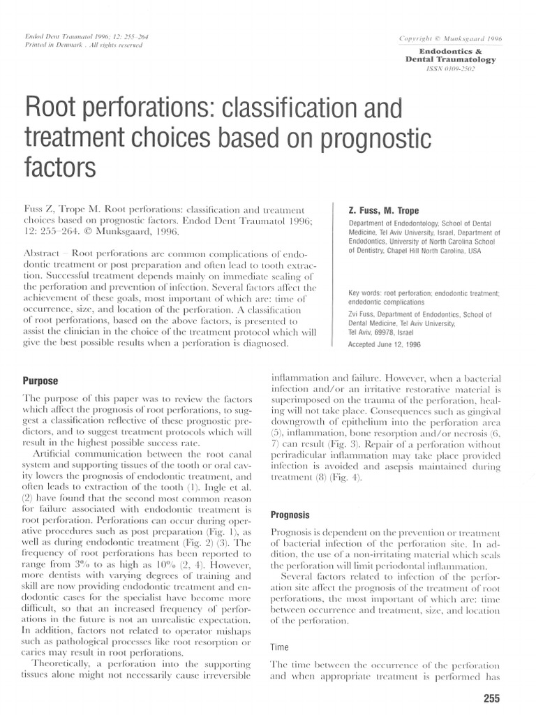 Root Perforations: Classification and Treatment Choices Based On ...
