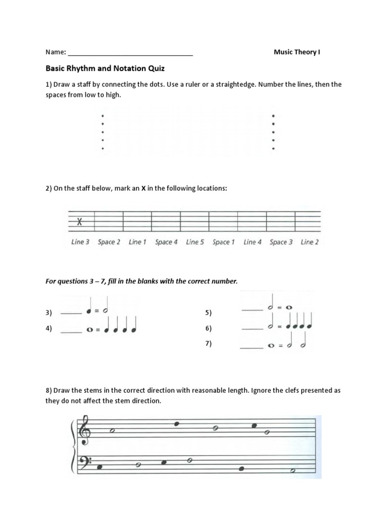 Rhythm and Notation Quiz WS | PDF | Teaching Methods & Materials