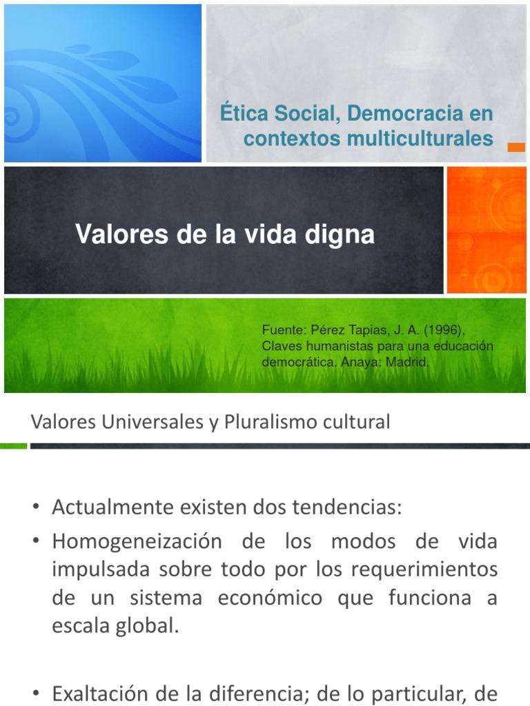 Valores de La Vida Digna | PDF | Tolerancia | Derechos humanos