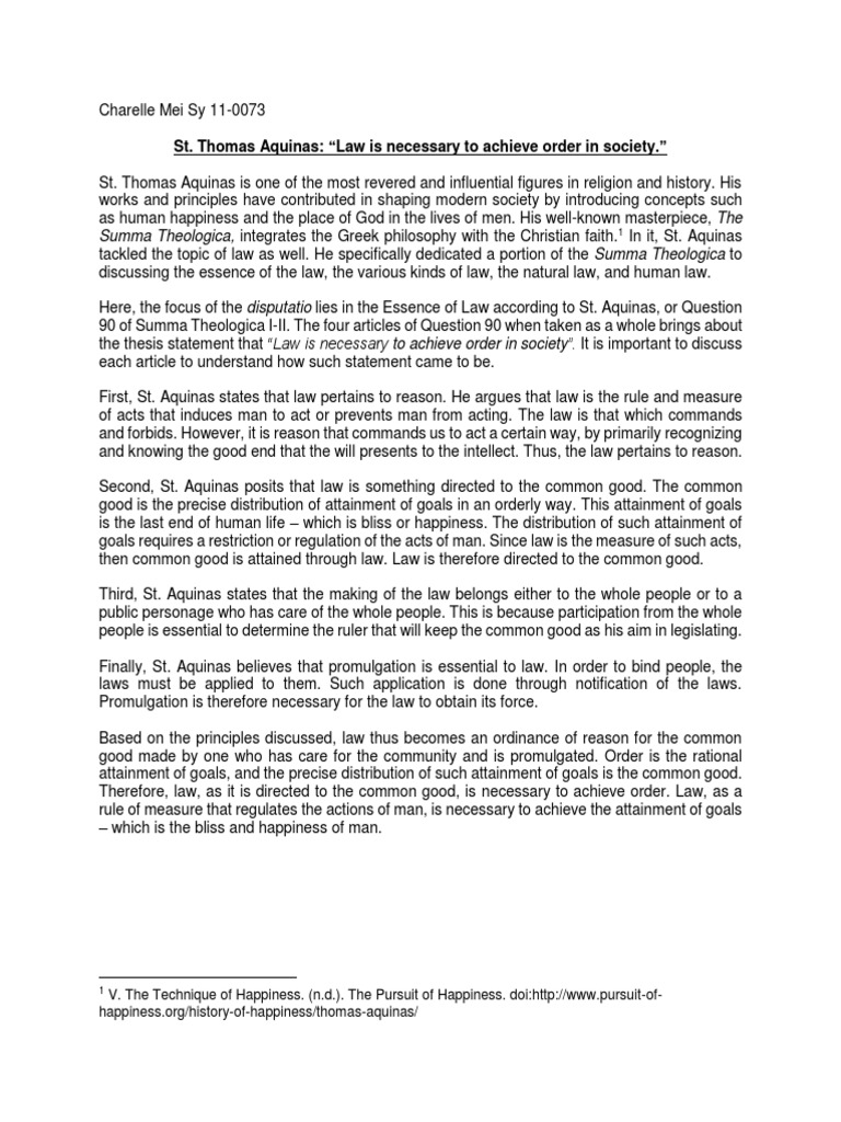 Disputatio Paper | PDF | Thomas Aquinas | Common Good