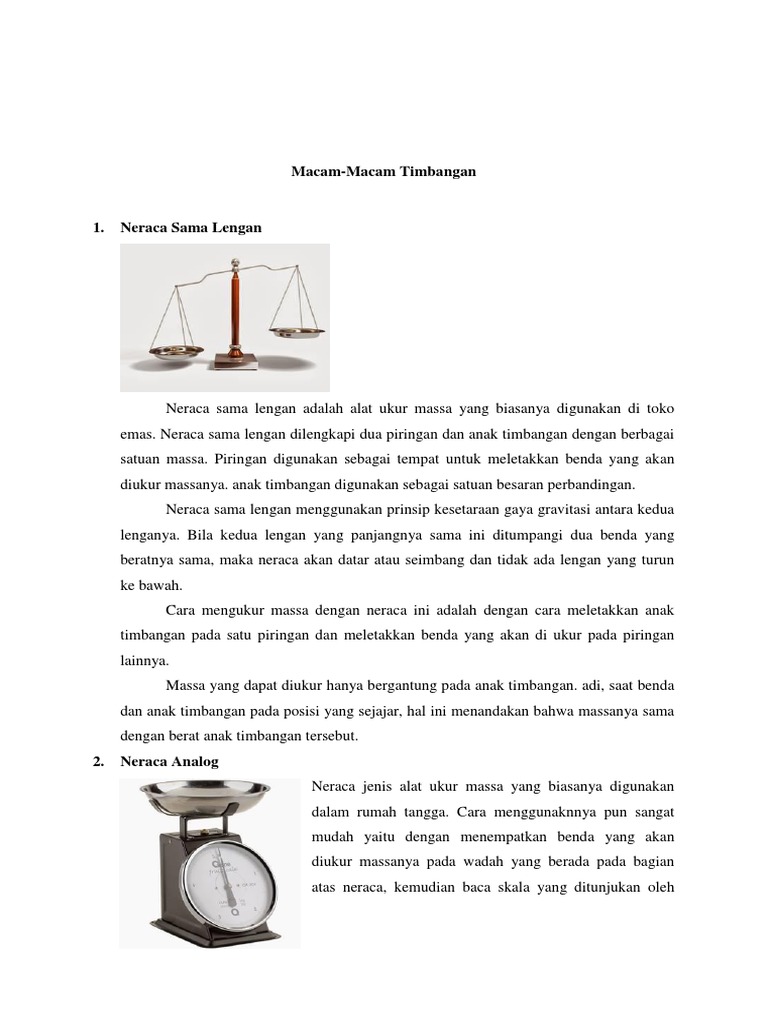 Macam-Macam Neraca Dan Pengertiannya | PDF | Kesehatan Holistik