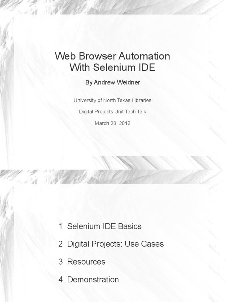 Web Browser Automation With Selenium Ide Pdf Selenium Software Scripting Language
