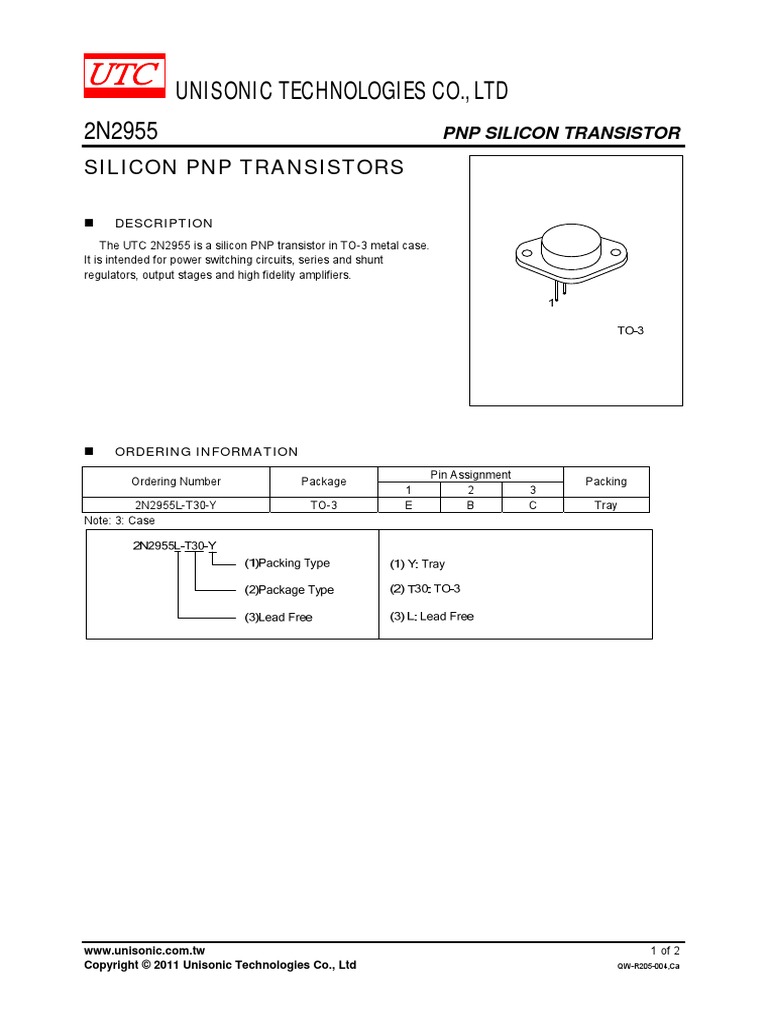 2 N 2955 | PDF | Bipolar Junction Transistor | Transistor