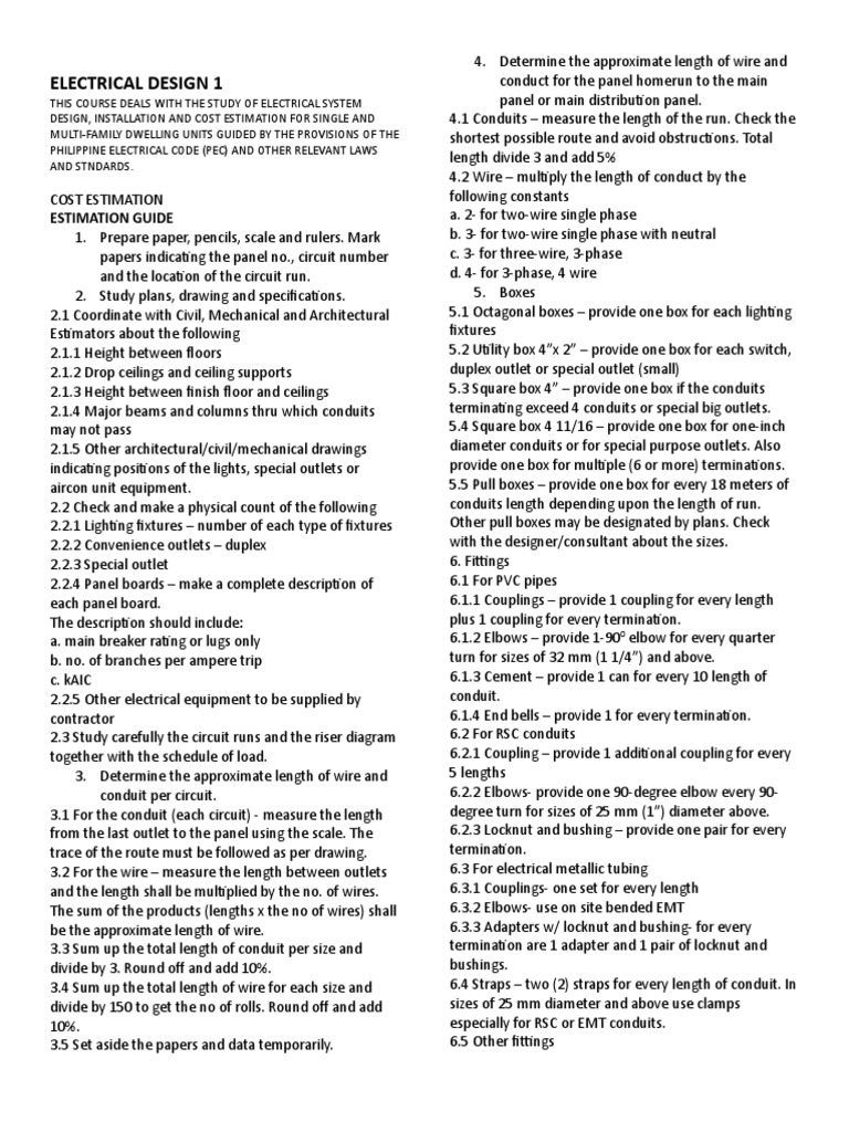 Electrical Design 1 | Download Free PDF | Electric Motor | Lighting