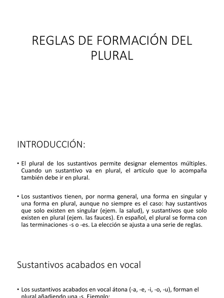 Reglas de Formación Del Plural | PDF | Artes del Lenguaje y ...