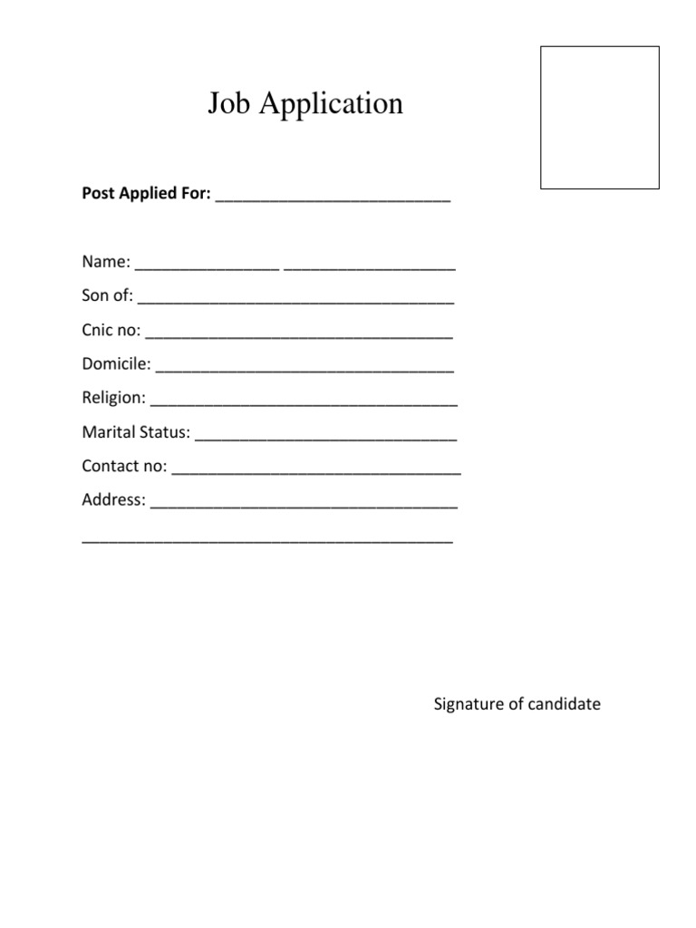 Job Application: Post Applied For | PDF