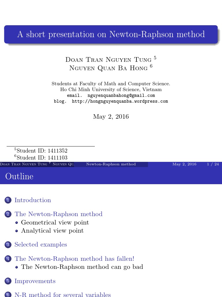 Slide For Newton Raphson Method Pdf Mathematical Objects