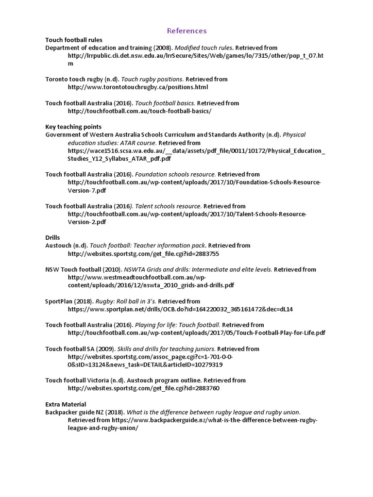 References | PDF | Rugby League | Football Codes