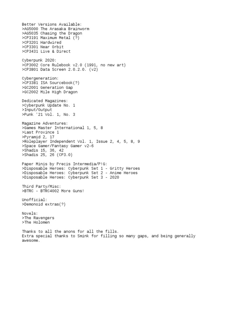 Cyberpunk 2020 Sourcebook and Module Guide | PDF