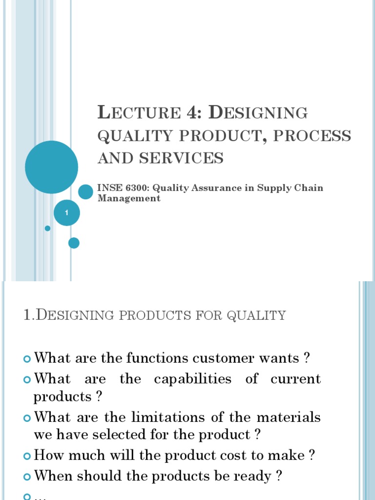 Designing Quality Products, Processes and Services | PDF | Reliability ...