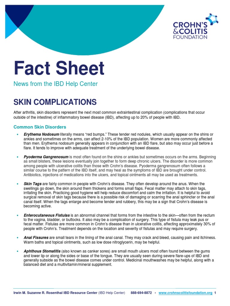 Fact Sheet: Skin Complications | PDF | Inflammatory Bowel Disease ...