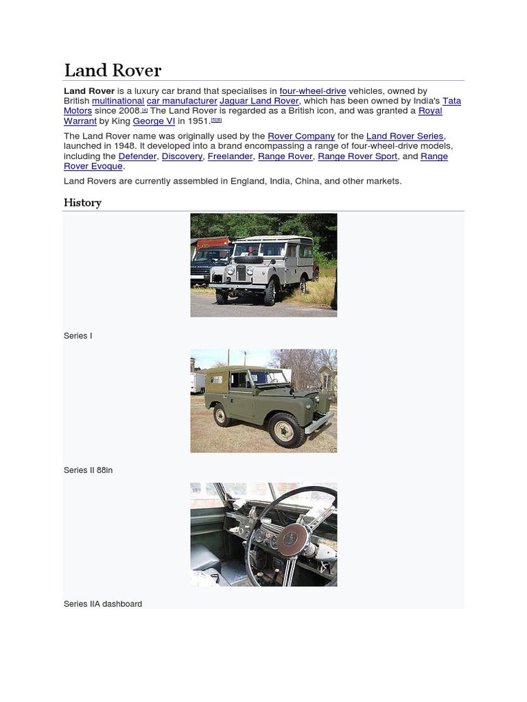 Land Rover | PDF | Swot Analysis | Motor Vehicle Manufacturers Of The ...