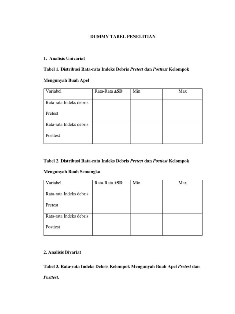Dummy Tabel Penelitian | PDF