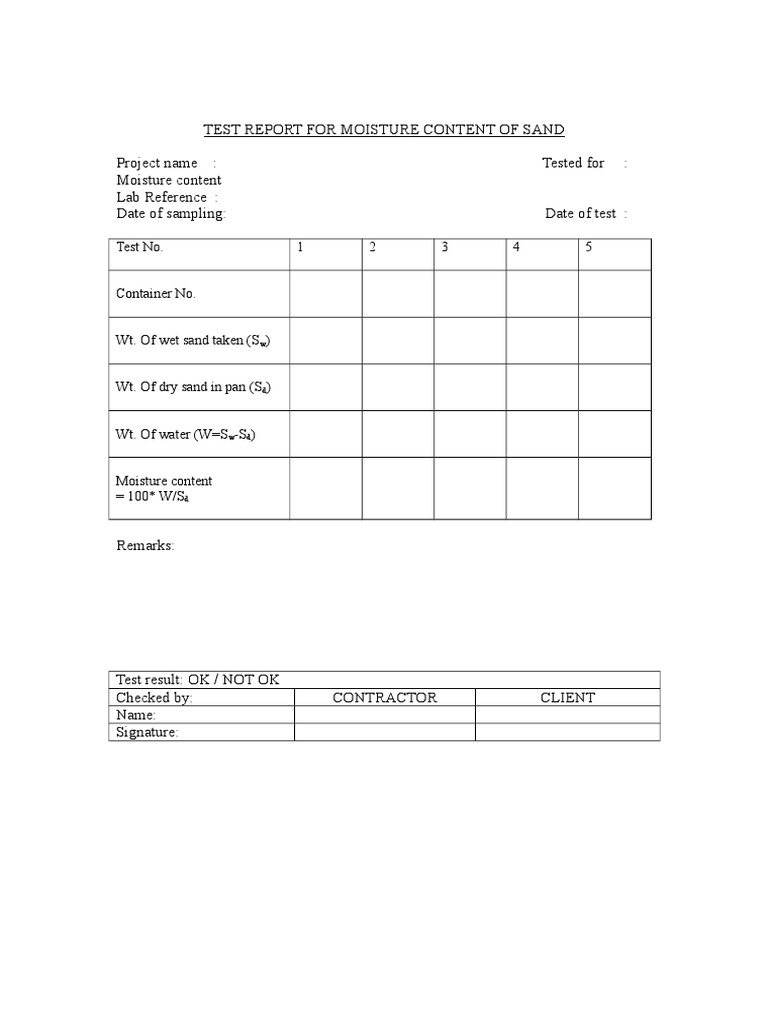 Material Test Format | PDF | Sand | Building Engineering