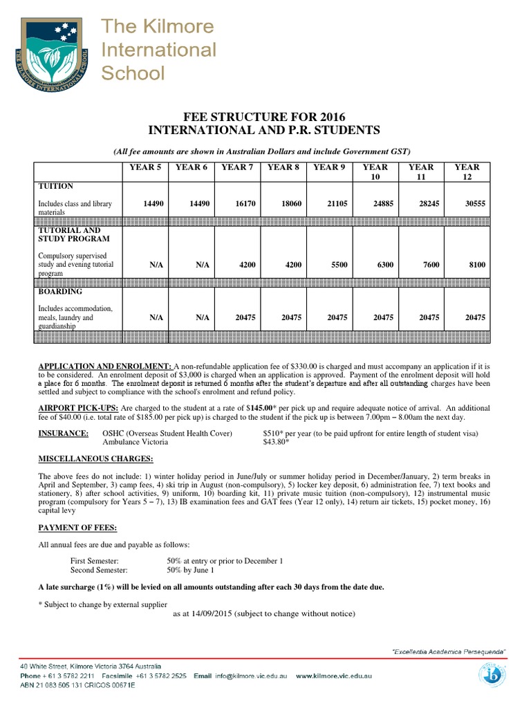 2016 Fee Structure and Refund Policy for International and Permanent ...