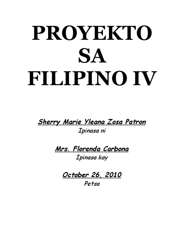 Proyekto Sa Filipino IV | PDF