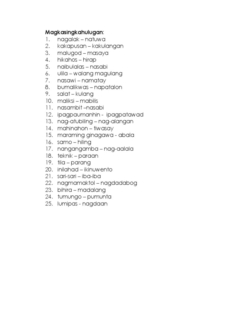 Magkasingkahulugan 2 | PDF