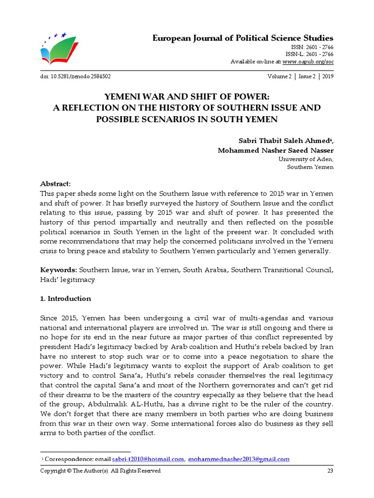 European Journal of Political Science Studies: Sabri Thabit Saleh Ahmed ...