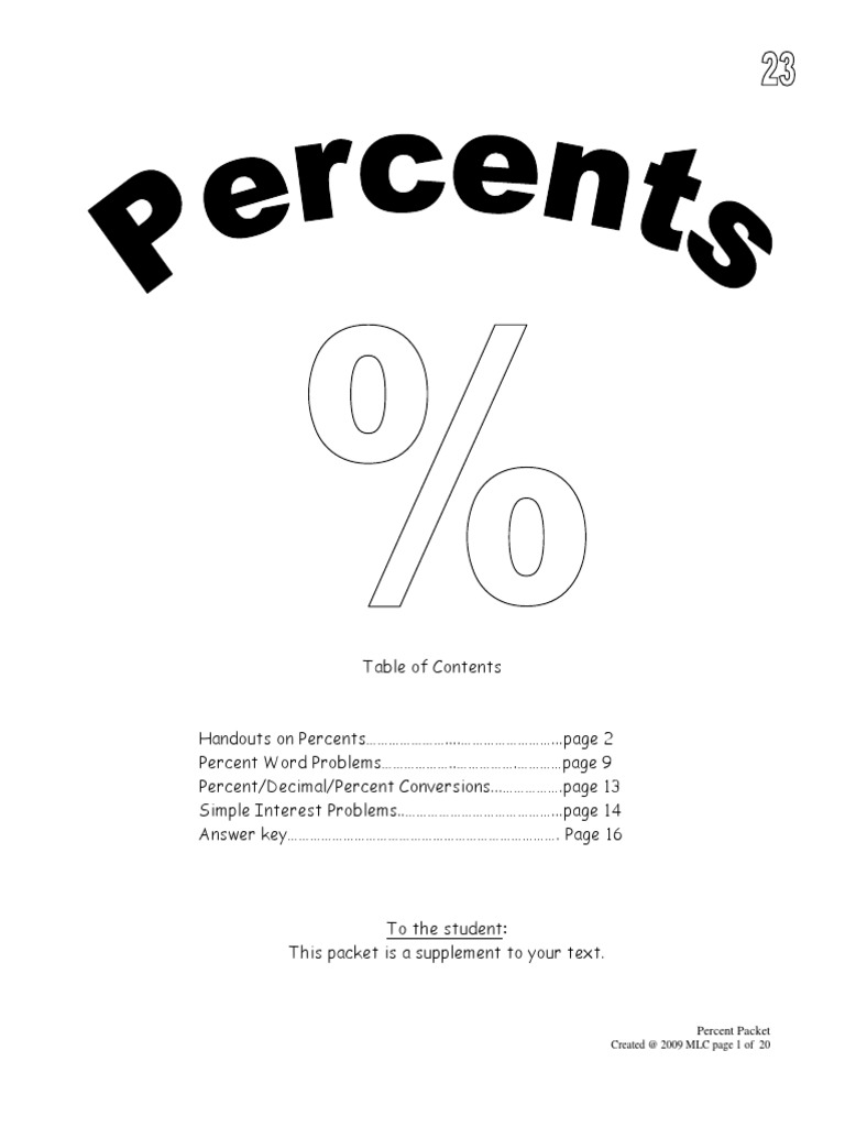 Comprehensive Percent Problem Guide | PDF | Interest | Fraction ...