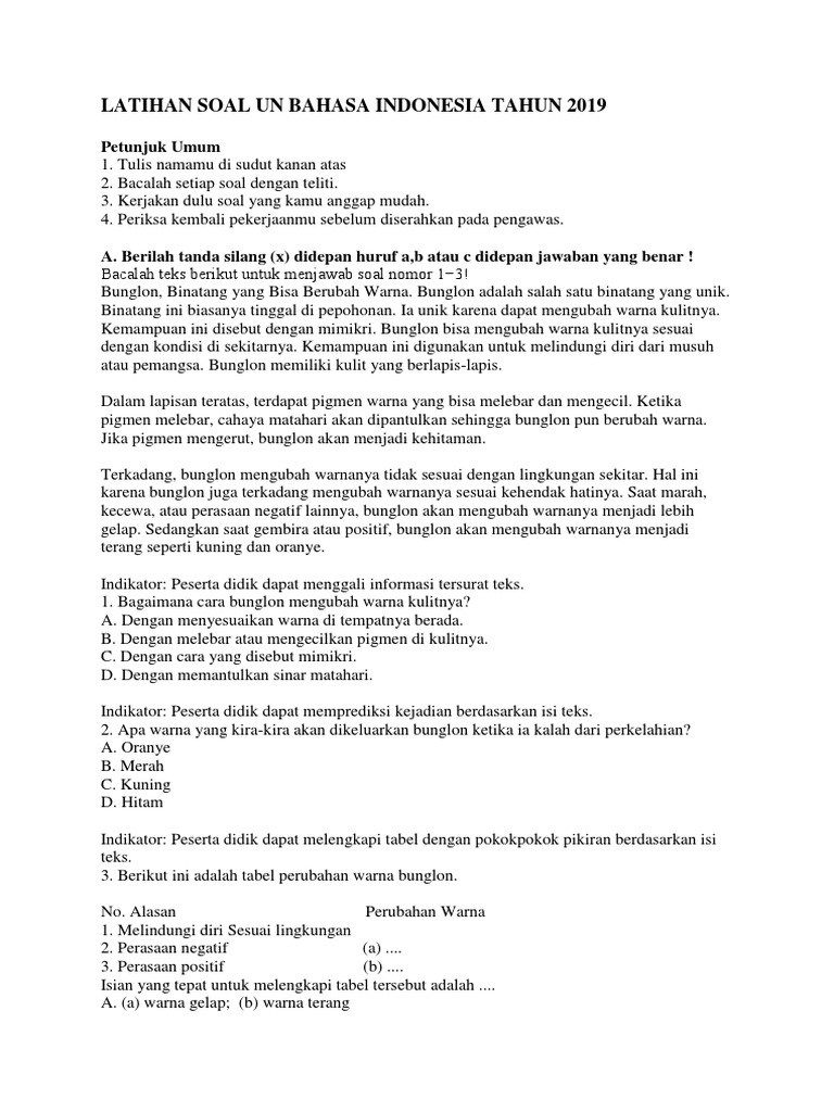 Latihan Soal Un 3 | PDF | Seni & Disiplin Bahasa