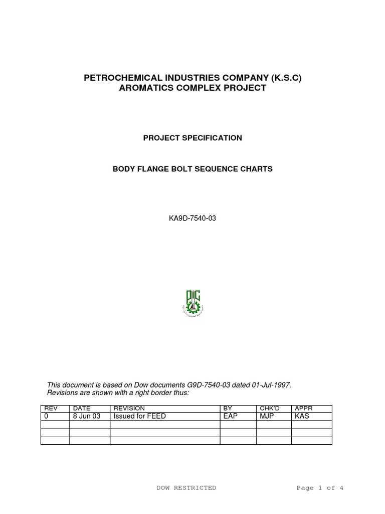 Body Flange Bolt Sequence Charts | PDF