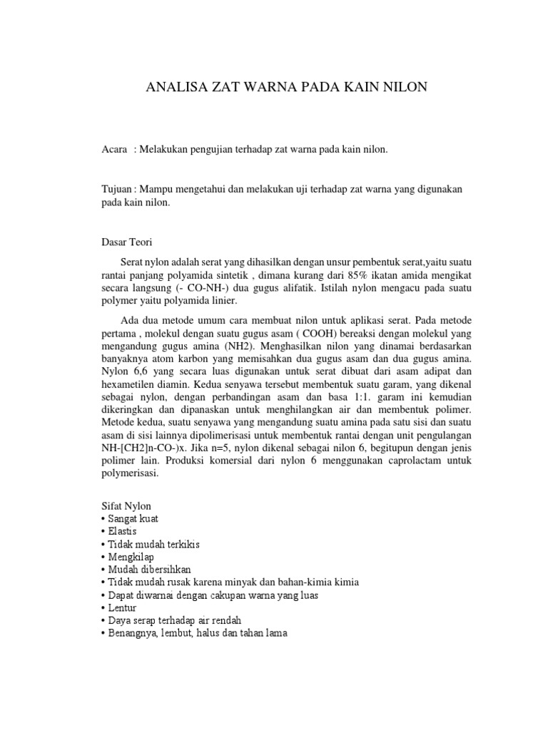 Analisa Serat Nilon | PDF