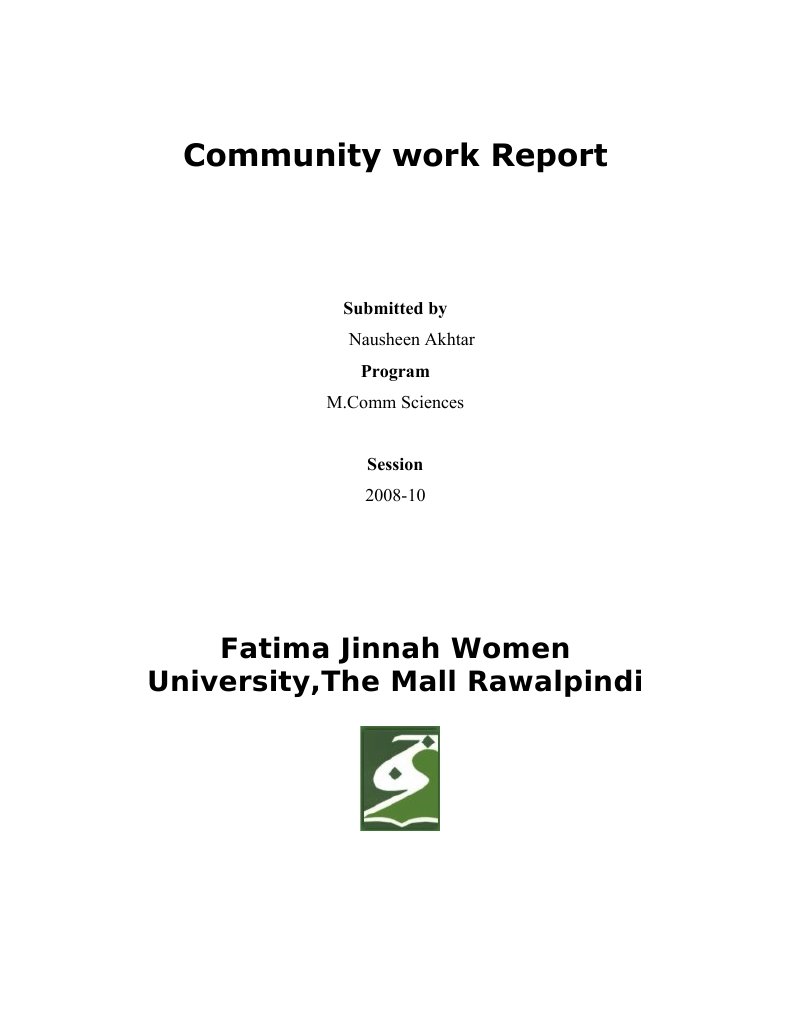 Community Work Report | PDF | Hospital | Patient