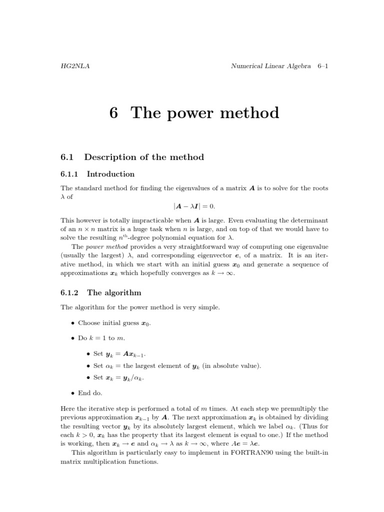 6 The Power Method | PDF | Eigenvalues And Eigenvectors | Matrix ...