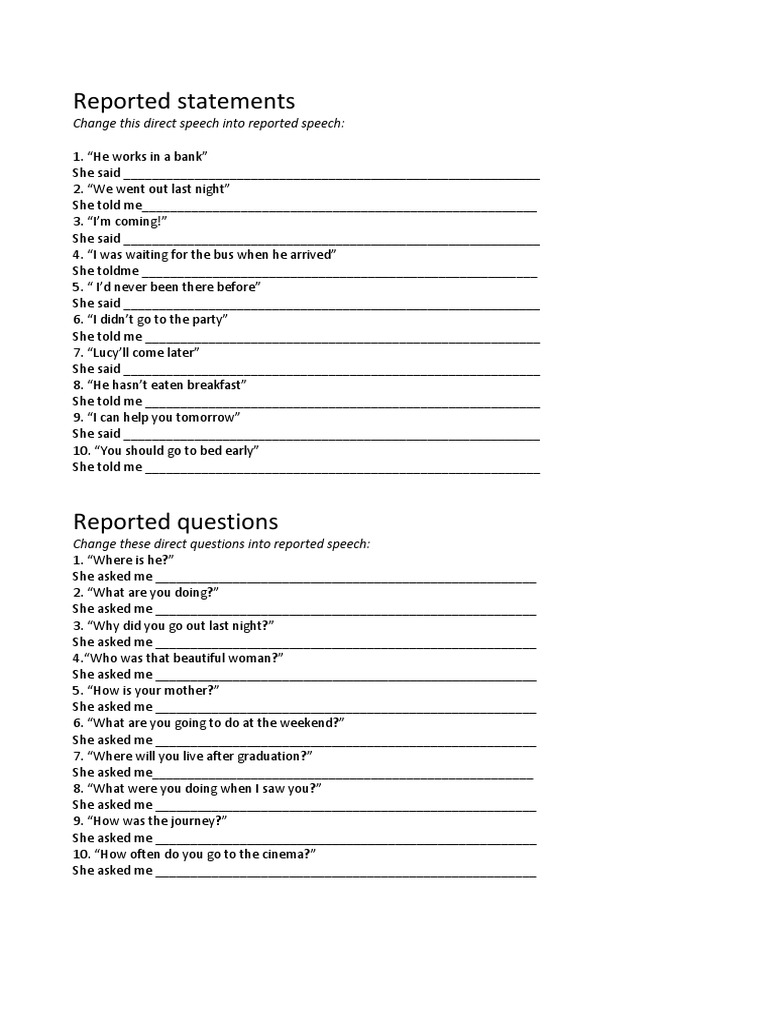 Reported Speech - Transformations | PDF